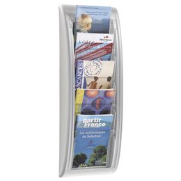 PAPERFLOW Wandprospekthalter, 5 F&auml;cher f&uuml;r Format DIN A5, alusilber, VE 2 Stk