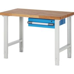 eurokraft pro Werkbank, Baukastensystem Serie 7000, 1 H&auml;ngeschublade, BxT 1250 x 700 mm