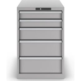 LISTA Schubladenschrank, 5 Schubladen, BxTxH 564 x 724 x 850 mm, lichtgrau