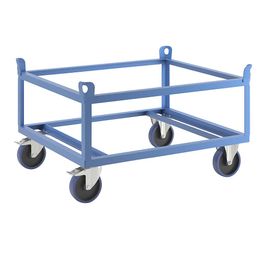 eurokraft pro Fahrgestell aus Stahl, für Industriepaletten, Tragfähigkeit 1000 kg, Ladehöhe 650 mm, blau