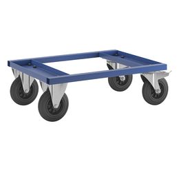 Kongamek Paletten-Fahrgestell KM217, LxBxH 800 x 600 x 270 mm, blau, 2 Lenkrollen mit Stopp, 2 Bockrollen