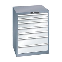 LISTA Schubladenschrank, 7 Schubladen, BxTxH 717 x 725 x 850 mm, Tragkraft 75 kg, grau metallic / lichtgrau