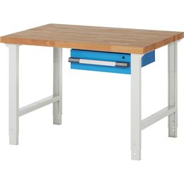 eurokraft pro Werkbank, Baukastensystem Serie 7000, 1 H&auml;ngeschublade, BxT 1250 x 900 mm