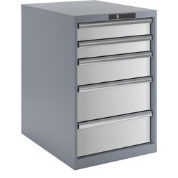 LISTA Schubladenschrank, 5 Schubladen, BxTxH 564 x 724 x 850 mm, grau metallic / lichtgrau