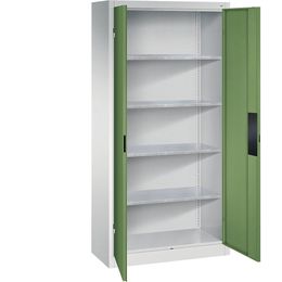 C+P Werkstatt-Schwerlastschrank, Breite 930 mm, Tiefe 400 mm, T&uuml;r resedagr&uuml;n