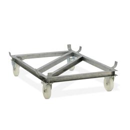 CEMO Fahrgestell f&uuml;r GfK-Rechteckbeh&auml;lter, Polyamid-Rollen, wei&szlig;, f&uuml;r LxB 1820 x 1390 mm, Rad-&Oslash; 200 mm