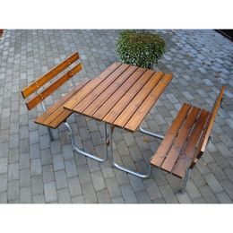 Gruppensitzbank, Tisch und 2 Sitzbänke, braun, Gesamt-LxT 1000 x 1850 mm kaiserkraft