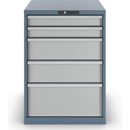 LISTA Schubladenschrank, 5 Schubladen, BxTxH 717 x 725 x 1000 mm, grau metallic / lichtgrau