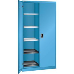 LISTA Flügeltürenschrank, HxBxT 1950 x 1000 x 580 mm, Leergehäuse mit 10 Fachböden, lichtblau