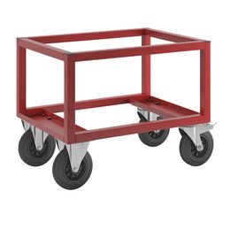 Kongamek Paletten-Fahrgestell KM221, LxBxH 800 x 600 x 650 mm, rot, 2 Lenkrollen mit Stopp, 2 Bockrollen