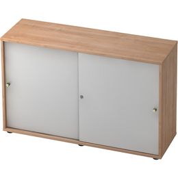 ANNY-AC - Schiebet&uuml;renschrank mit Akustik-R&uuml;ckwand, 1 Fachboden, Mitteltrennwand, Nussbaum-Dekor kaiserkraft
