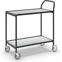 HelgeNyberg Tischwagen, 2 Etagen, LxB 800 x 420 mm, schwarz/grau