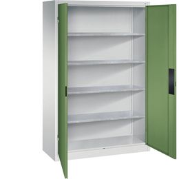 C+P Werkstatt-Schwerlastschrank, Breite 1200 mm, Tiefe 500 mm, Tür resedagrün