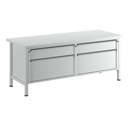 ANKE Werkbank mit XL/XXL-Schubladen, Gestellbauweise, Breite 2000 mm, 4 Schubladen, Universalplatte, Front lichtgrau