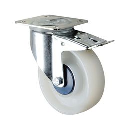 tente Polyamid-Rad, wei&szlig;, Rad-&Oslash; x Breite 100 x 36 mm, Lenkrolle mit Doppelstopp
