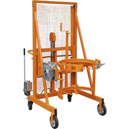 eurokraft pro Fasshebe- und Kippger&auml;t Liftomat L/M, Hubh&ouml;he 1100 mm, Tragf&auml;higkeit 350 kg, gelborange