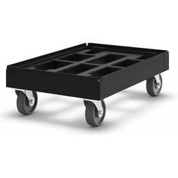 eurokraft basic Transportroller, schwarz, aus Recycling-Material, 300 kg Tragkraft