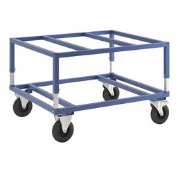 Kongamek Paletten-Fahrgestell KM222, LxBxH 1200 x 1000 x 655 - 830 mm, blau, 2 Lenkrollen mit Stopp, 2 Bockrollen