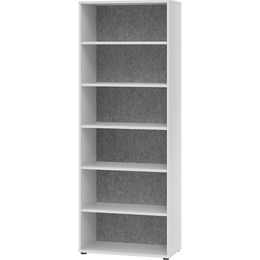 ANNY-AC - Regal mit Akustik-R&uuml;ckwand, HxBxT 2156 x 800 x 400 mm, 5 Fachb&ouml;den, lichtgrau kaiserkraft