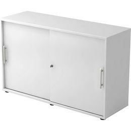 Schiebetürenschrank, je 1 Fachboden, 1 Trennwand, HxBxT 748 x 1200 x 400 mm, weiß kaiserkraft