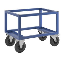 Kongamek Paletten-Fahrgestell KM221, LxBxH 800 x 600 x 650 mm, blau, 2 Lenkrollen mit Stopp, 2 Bockrollen