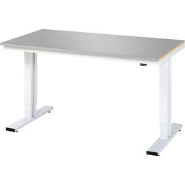 Rau Arbeitstisch, elektrisch h&ouml;henverstellbar - Tragkraft 300 kg, H&ouml;he 720 - 1120 mm, Edelstahlplatte, BxT 1500 x 800 mm