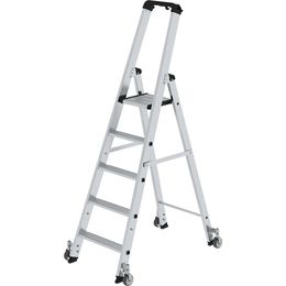 MUNK Stufen-Stehleiter, einseitig, Ausf&uuml;hrung mobil, 5 Stufen, Plattformh&ouml;he 1170 mm