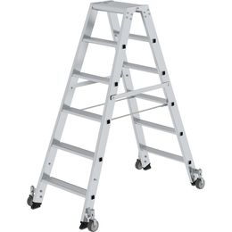 MUNK Stufen-Stehleiter, beidseitig, Ausf&uuml;hrung mobil, 2 x 6 Stufen