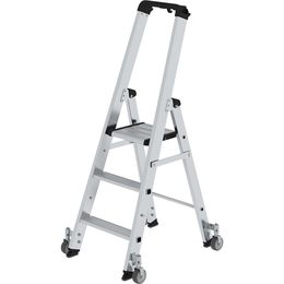 MUNK Stufen-Stehleiter, einseitig, Ausf&uuml;hrung mobil, 3 Stufen, Plattformh&ouml;he 700 mm