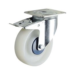 tente Polyamid-Rad, wei&szlig;, Rad-&Oslash; x Breite 125 x 40 mm, Lenkrolle mit Doppelstopp