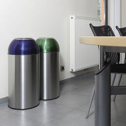 Probbax Edelstahl-Abfallsammler, Volumen 40 l, BxHxT 350 x 740 x 350 mm, Deckel blau