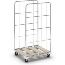 Rollbeh&auml;lter mit Gitterw&auml;nden, Holz-Rollplatte, 2-seitig, HxB 1520 x 720 mm kaiserkraft