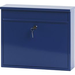 Briefkasten, mit geradem Dach, HxBxT 320 x 360 x 100 mm, Stahlblech, pulverbeschichtet, blau RAL 5005 kaiserkraft