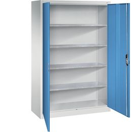 C+P Werkstatt-Fl&uuml;gelt&uuml;rschrank, HxBxT 1950 x 1200 x 500 mm, lichtgrau / lichtblau