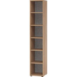 ANNY-AC - Regal mit Akustik-Rückwand, HxBxT 2156 x 400 x 400 mm, 5 Fachböden, Nussbaum-Dekor kaiserkraft