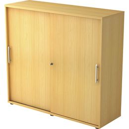 Schiebetürenschrank, je 2 Fachböden, 1 Trennwand, HxBxT 1100 x 1200 x 400 mm, Buche-Dekor kaiserkraft