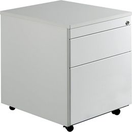 Mauser Schubladencontainer mit Rollen, HxT 579 x 600 mm, 1 Materialschub, 1 Hängeregistratur, lichtgrau / lichtgrau / lichtgrau