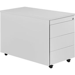Mauser Schubladencontainer mit Rollen, HxT 579 x 800 mm, Kunststoffplatte, 3 Schubladen, lichtgrau / lichtgrau / lichtgrau