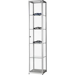 Vitrine, H&ouml;he 1984 mm, ohne Beleuchtung, BxT 400 x 400 mm, quadratisch, silber kaiserkraft