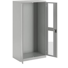 LISTA Sichtfensterschrank, HxBxT 1950 x 1000 x 580 mm, Leergeh&auml;use, lichtgrau