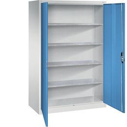 C+P Werkstatt-Fl&uuml;gelt&uuml;rschrank, HxBxT 1950 x 1200 x 600 mm, lichtgrau / lichtblau