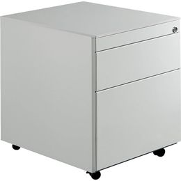 Mauser Schubladencontainer mit Rollen, HxT 570 x 600 mm, 1 Materialschub, 1 Hängeregistratur, lichtgrau / lichtgrau / lichtgrau