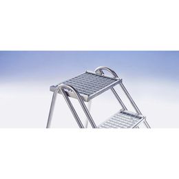 MUNK Aluminium-Arbeitspodest, Stufen aus Stahl-Gitterrost, beidseitig begehbar, 2 Stufen