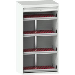 LISTA CNC-Schrank mit Rollladen, 4 Schubladen, 156 Halter ISO-SK 40, lichtgrau RAL 7035