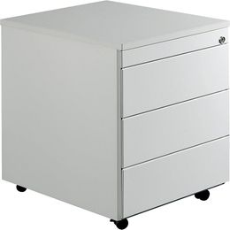 Mauser Schubladencontainer mit Rollen, HxT 579 x 600 mm, Kunststoffplatte, 3 Schubladen, lichtgrau / lichtgrau / lichtgrau