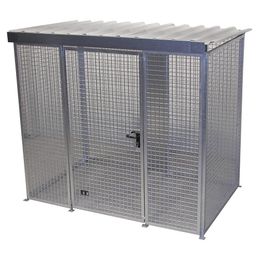 eurokraft pro Gasflaschen-Gittercontainer, mit Dach und Einfl&uuml;geltor, BxT 2400 x 1500 mm
