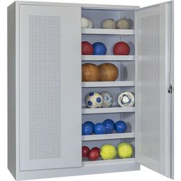 Pavoy Ball-Fl&uuml;gelt&uuml;rschrank, H&ouml;he 1950 mm, mit Lochblech-T&uuml;ren, Breite 1500 mm, grau