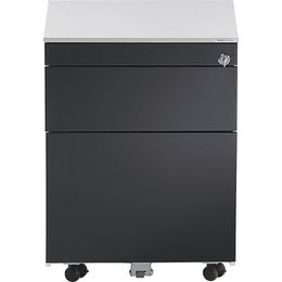Mauser Schubladencontainer mit Rollen, HxT 570 x 600 mm, 1 Materialschub, 1 H&auml;ngeregistratur, reinwei&szlig; / anthrazitgrau / wei&szlig;