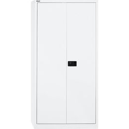 Bisley UNIVERSAL Flügeltürenschrank, HxBxT 1950 x 914 x 400 mm, 4 Fachböden, 5 Ordnerhöhen, verkehrsweiß