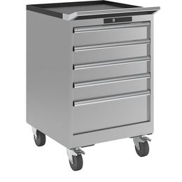 LISTA Schubladenschrank, Breite 564 mm, fahrbar, 5 Schubladen, HxT 890 x 572 mm, lichtgrau